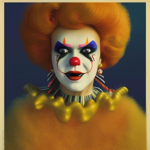 Drag queen, clown, oil on canvas complex Wes Anderson Alex Gross 8K ...