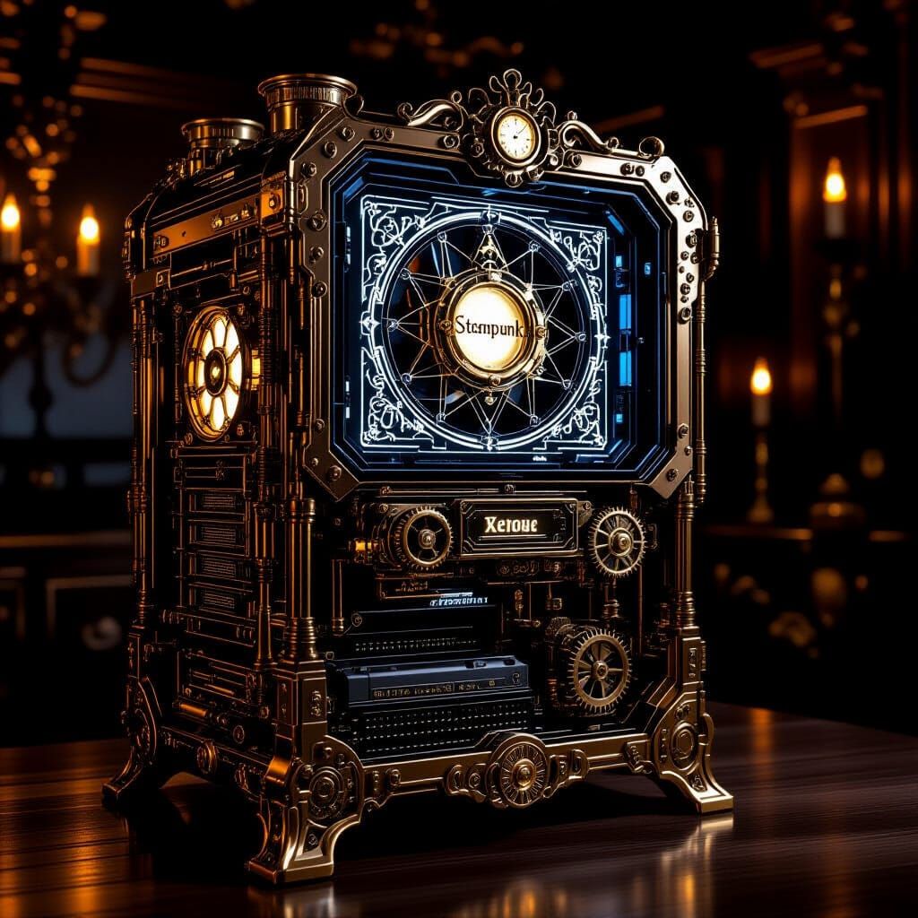 Steampunk Rococo PC Masterpiece in Cinematic Light... - AI Art