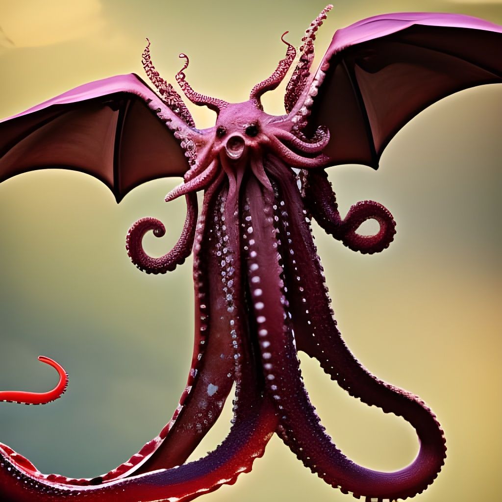 Dragon body, Octopus hybrid. Huge wings. Tentacles coming from its ...