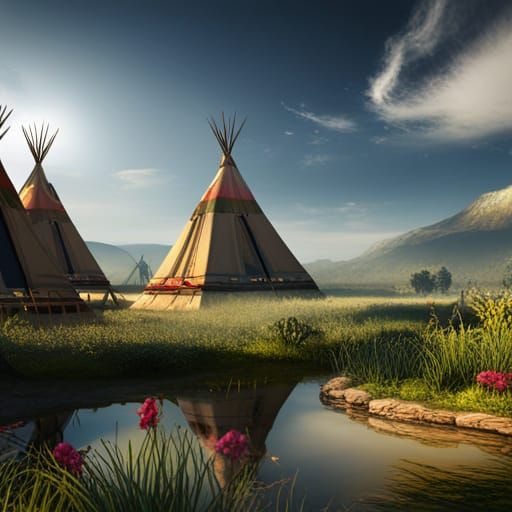 Indian teepees - AI Generated Artwork - NightCafe Creator