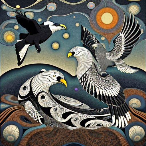 Surrealistic Mosaic of Interlocking Animals in Cyb... - AI Art