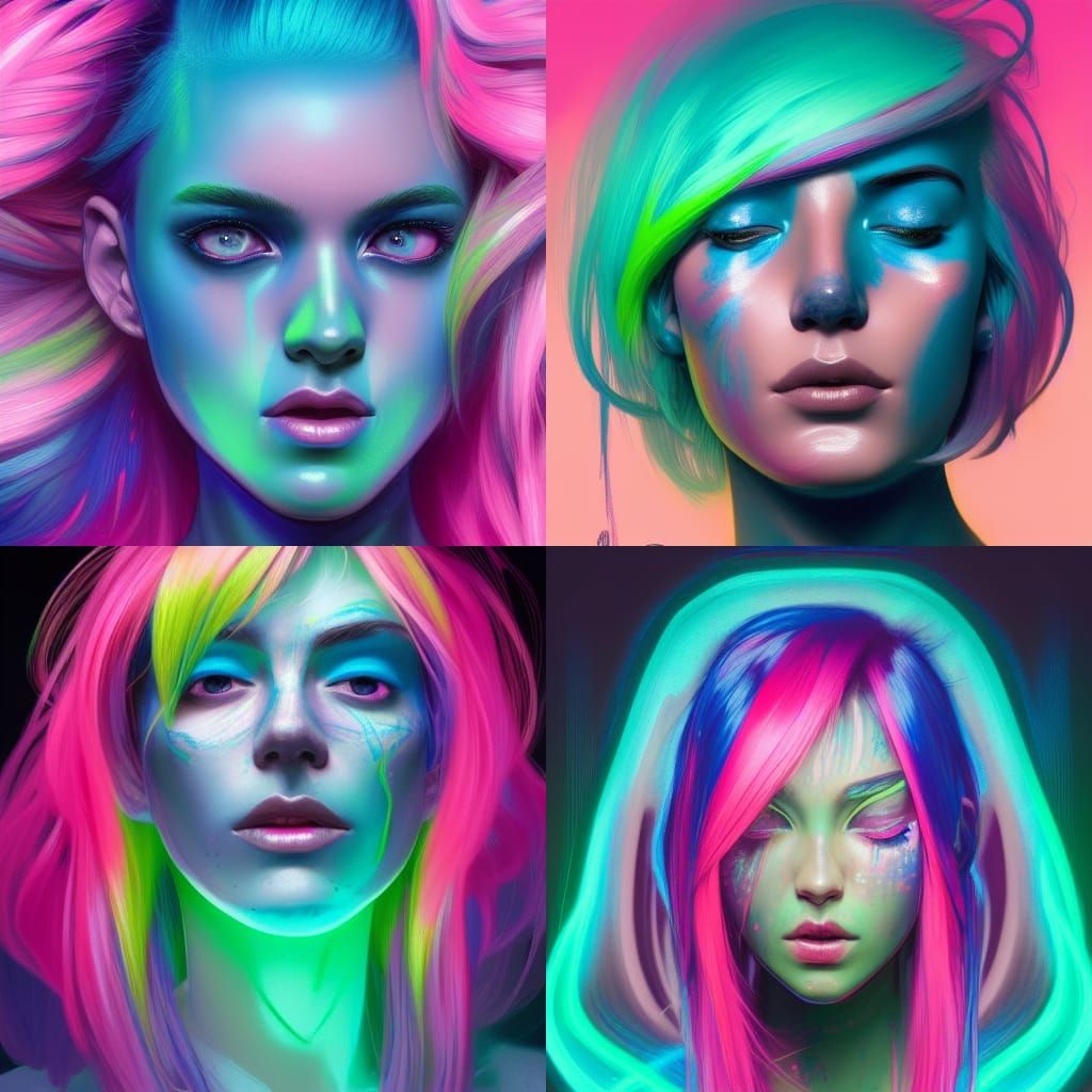 colourful neon people - AI Generated Artwork - NightCafe Creator