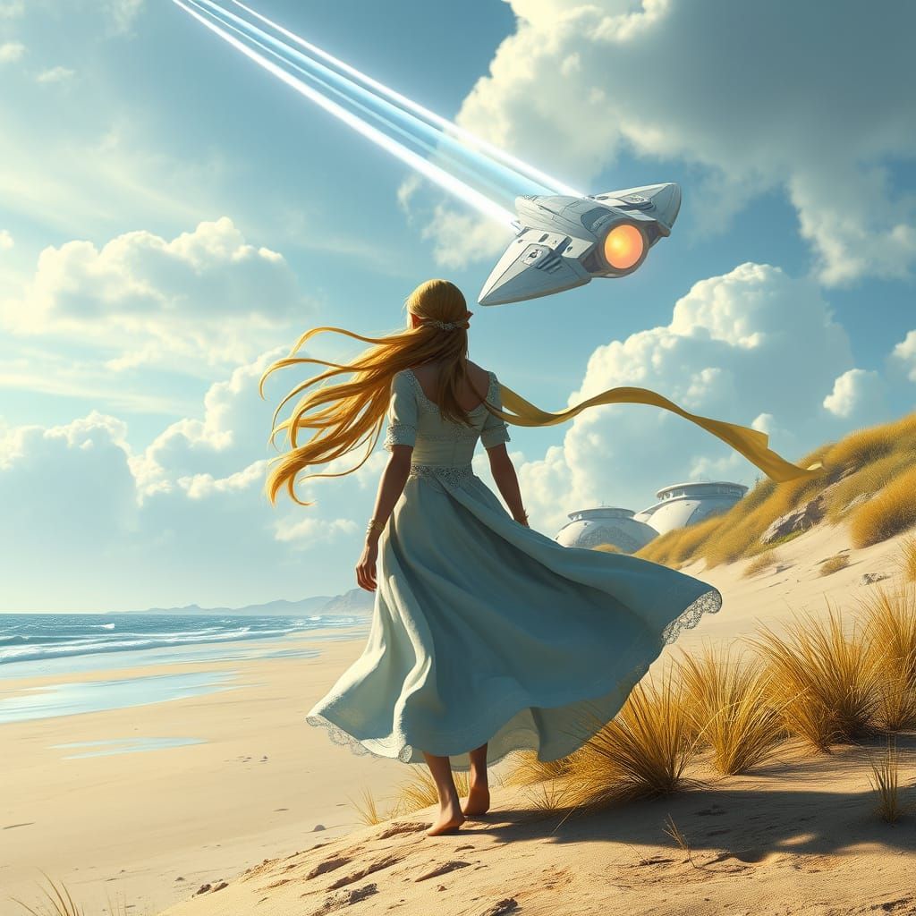 Princess Zelda Watches Futuristic Spacecraft Soar ... - AI Art