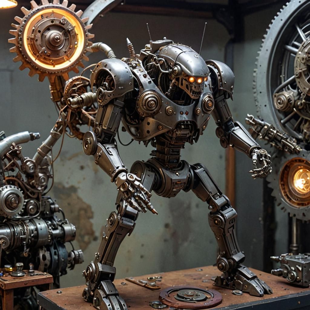 1940s Mars aliens MECHA Automaton. Visible Gears, Springs, Sprockets ...