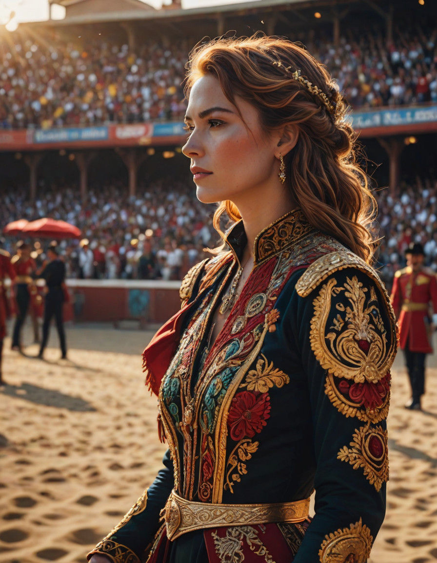 Lady Matador - Elegant Matador Captured in Vibrant Cinematic...