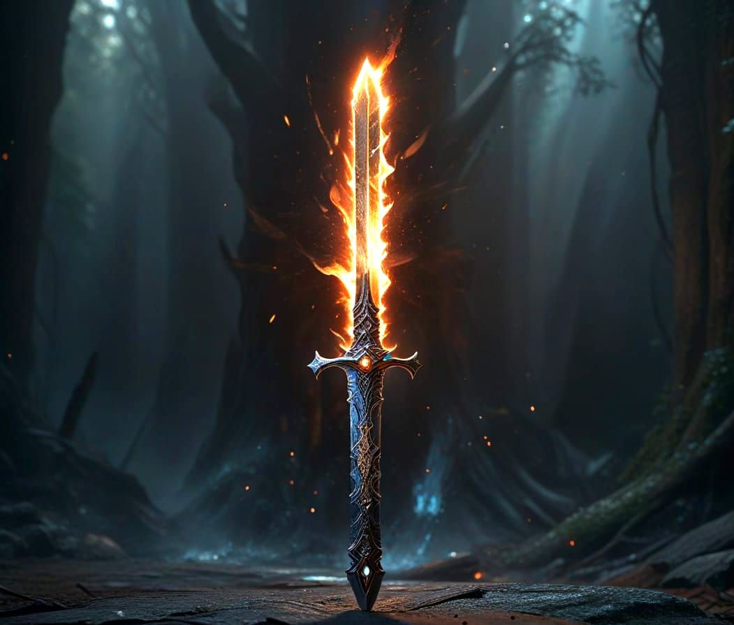 The Magical Fire Sword in the Dark Mystery Forest