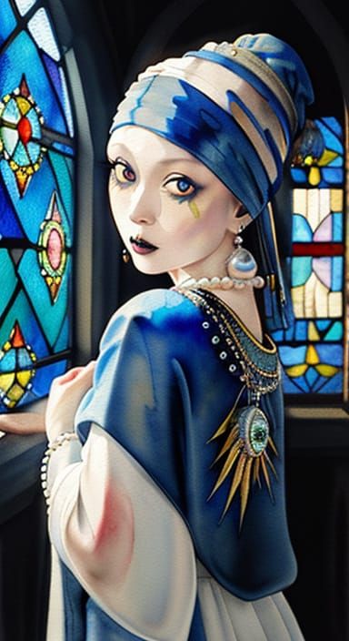 Photorealistic Portrait of a Goth Lady in a Lush D... - AI Art