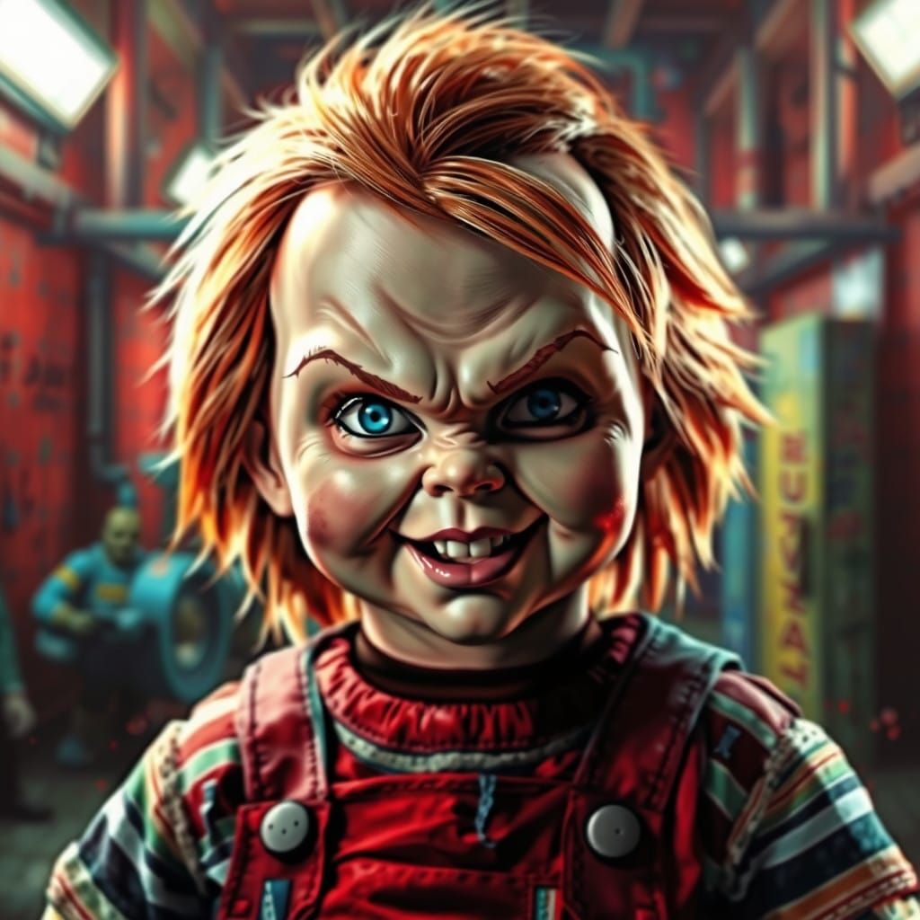 Chucky - Horror Icon in Hyperrealistic Dystopian Portrait