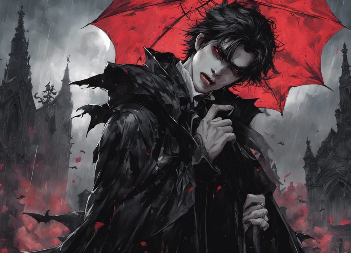 Vampire in the Rain - AI Generated Artwork - NightCafe Creator