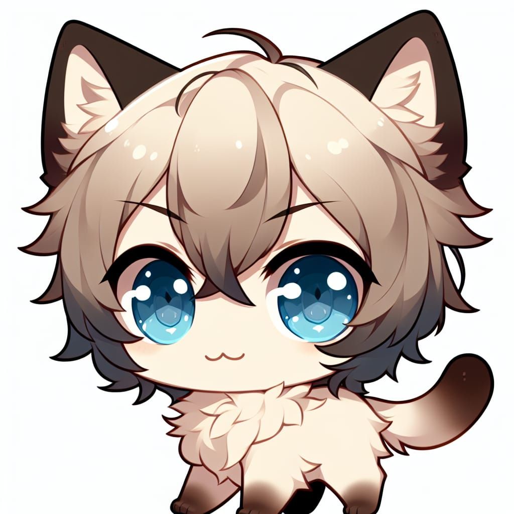 Chibi fluffy Siamese cat - AI Generated Artwork - NightCafe Creator