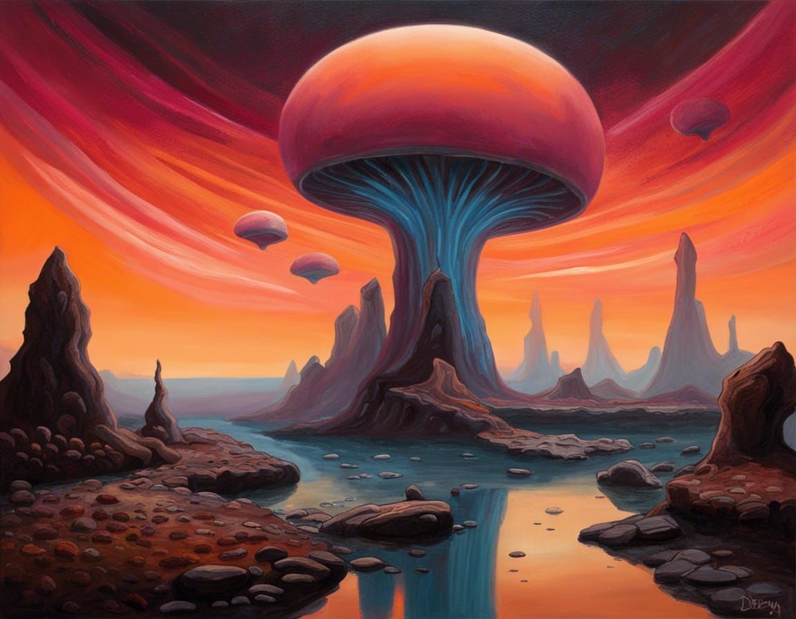 Alien planet, oil painting by Daniel Lloyd Berry - AI Generated Artwork ...