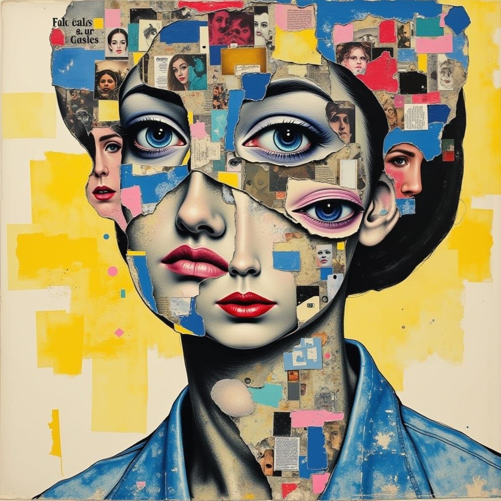 pastel colors dadaism airbrush Portrait Of a wo...