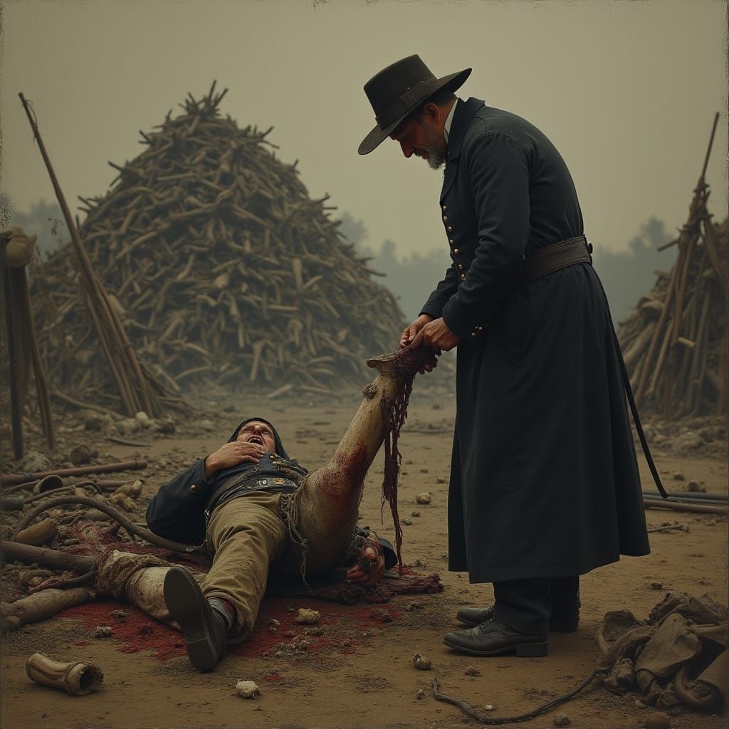 Victorian-Era Surgeon Performs Amputation on Wound... - AI Art