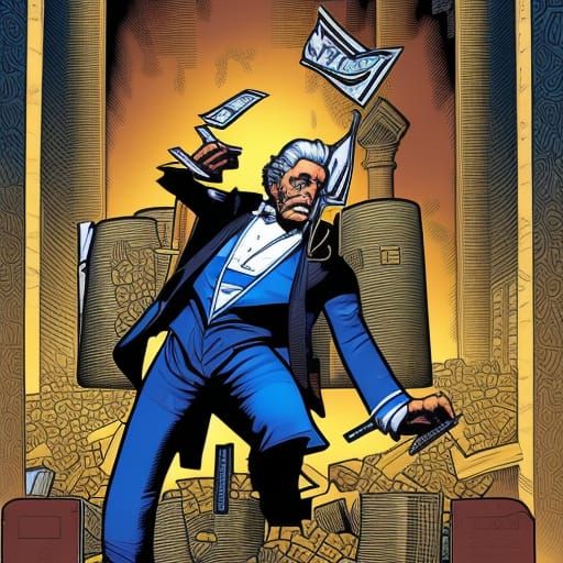 Andrew Jackson as a villain breaking a huge bank - AI Generated Artwork ...