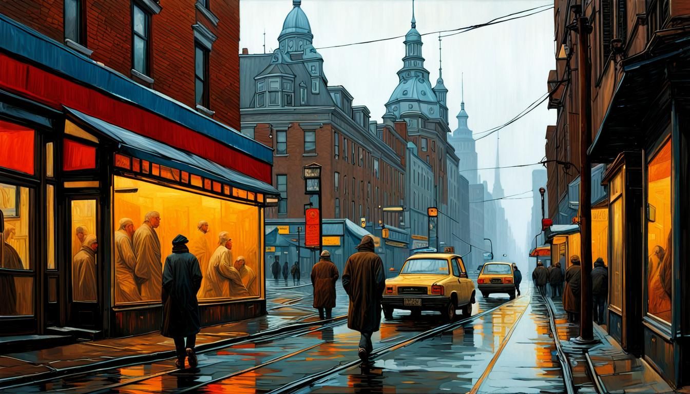 A 20th Century Streetscape - AI Generated Artwork - NightCafe Creator