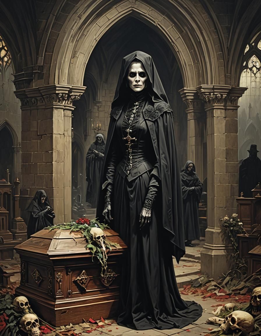 victorian funeral death vampire widow mourner coffin gothic church ...