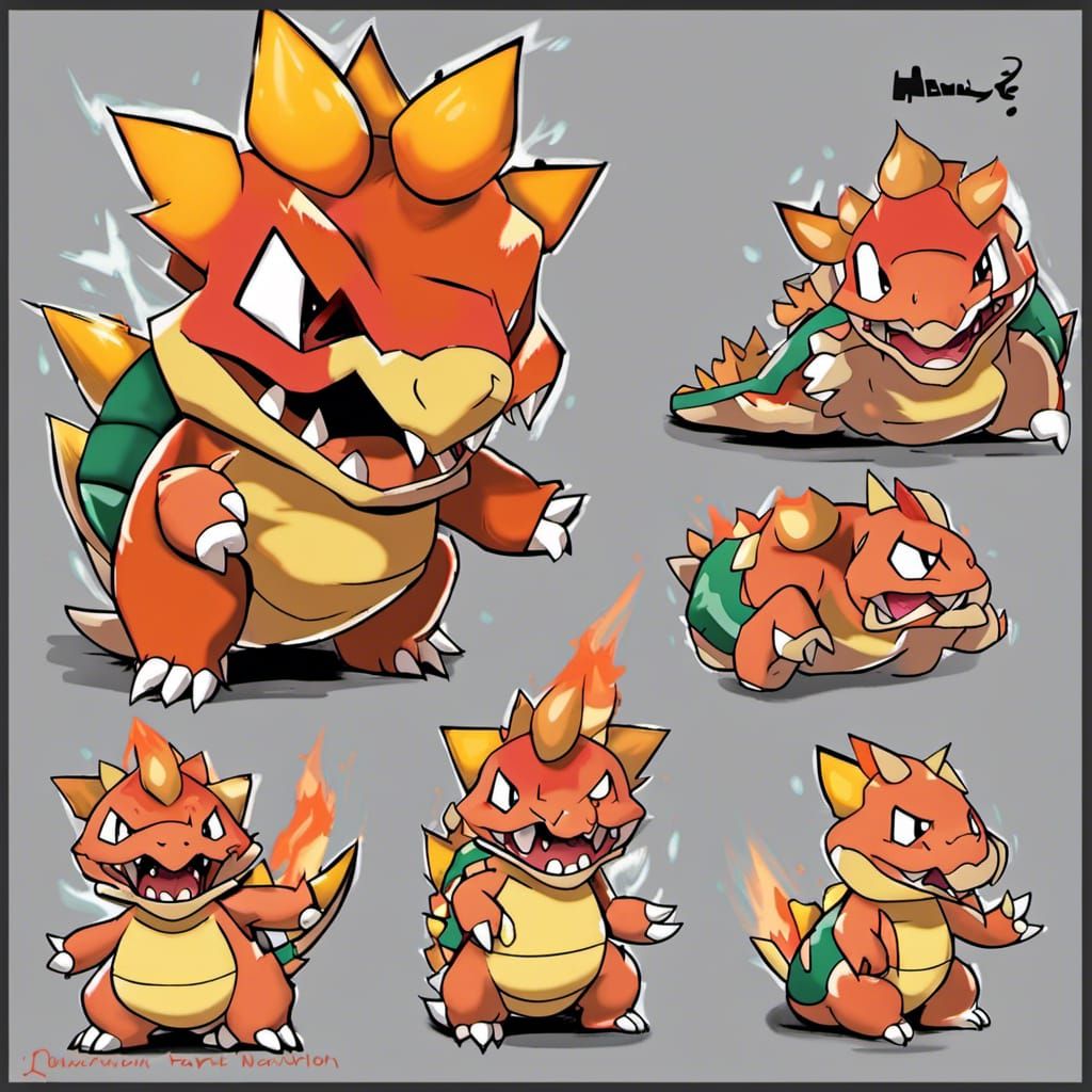 Bowser as a fire type pokemon starter - AI Generated Artwork ...