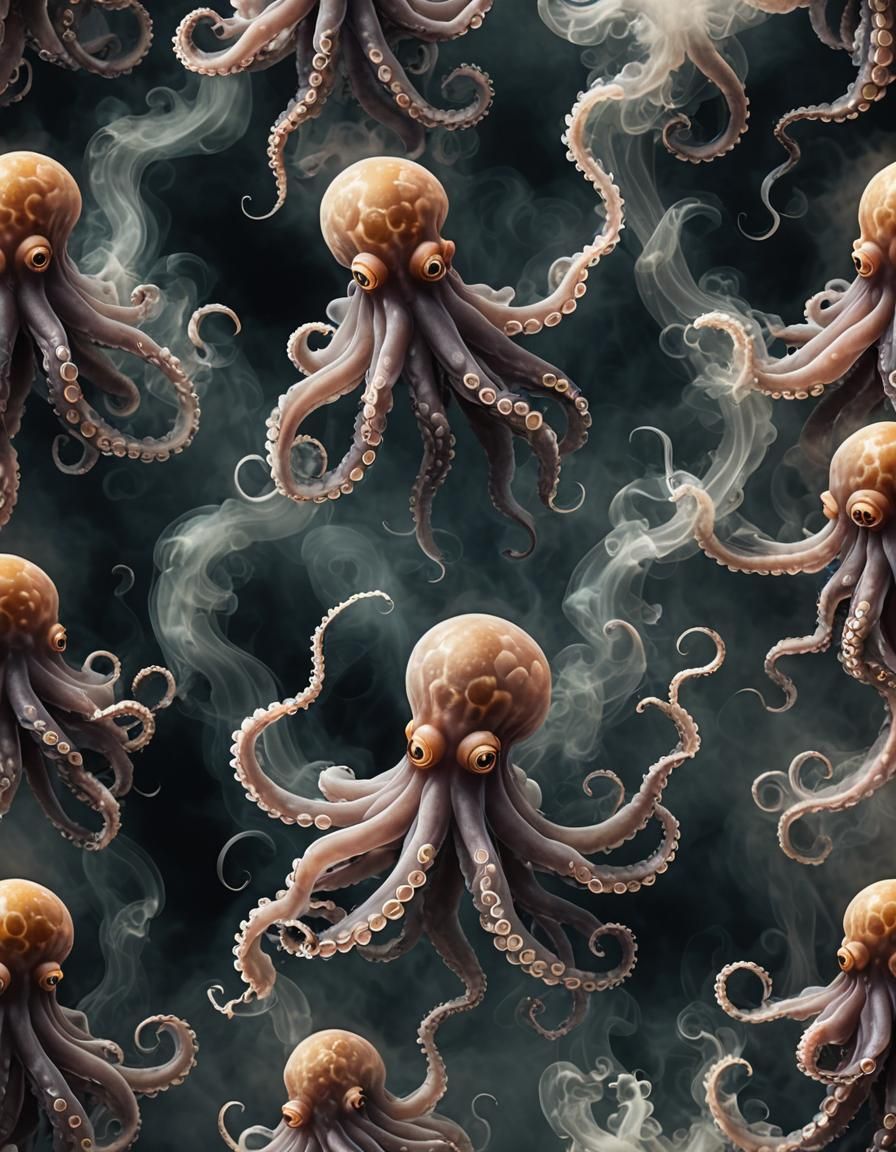 smoke octopus creatures - AI Generated Artwork - NightCafe Creator