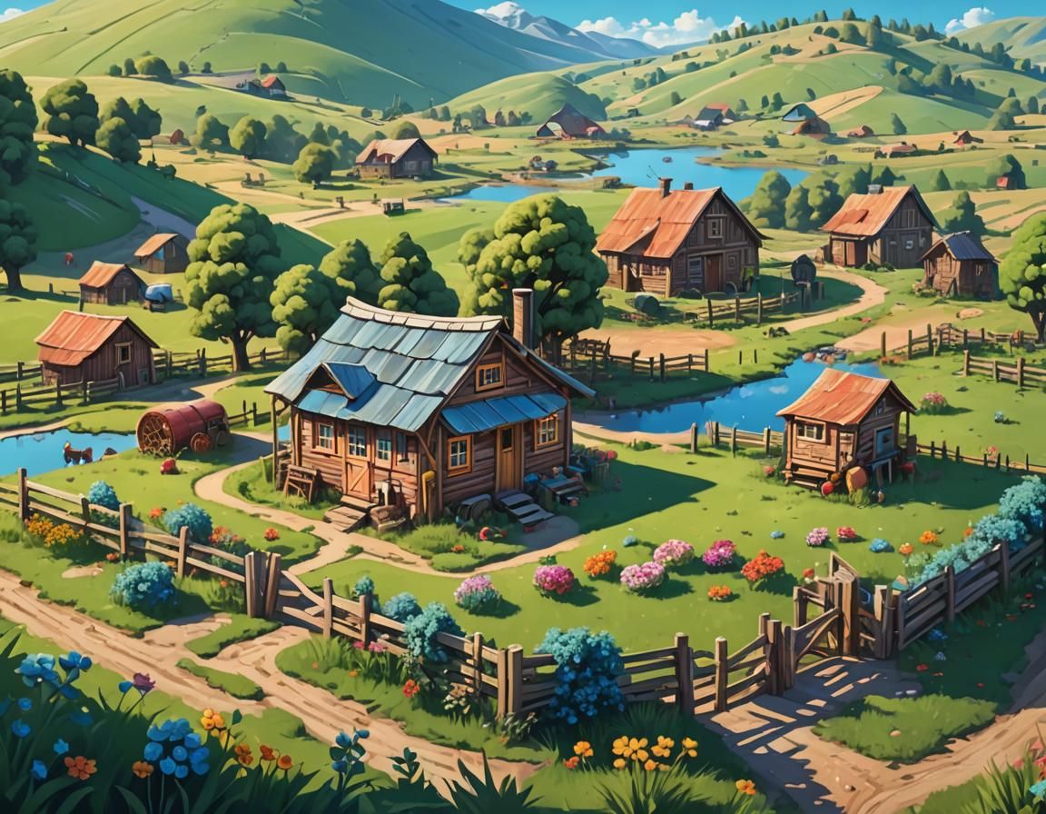 Old ranch, small wooden hut, glory bunker, agricultural land, beautiful ...