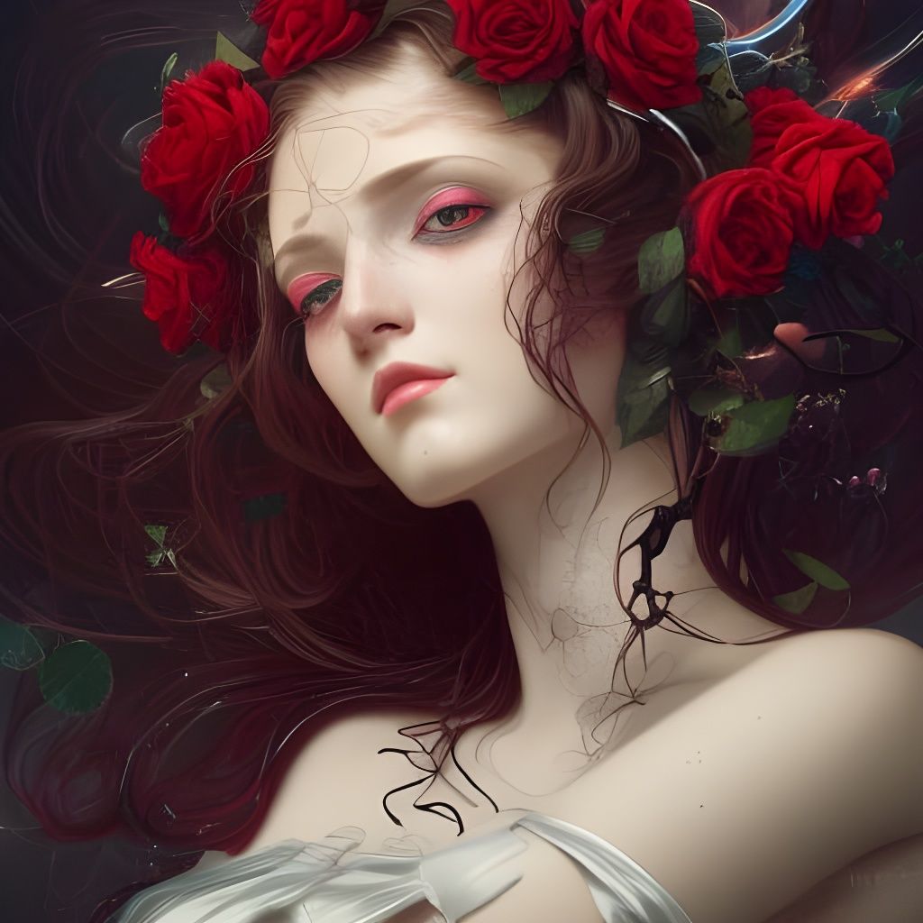 Red Roses Lady - AI Generated Artwork - NightCafe Creator