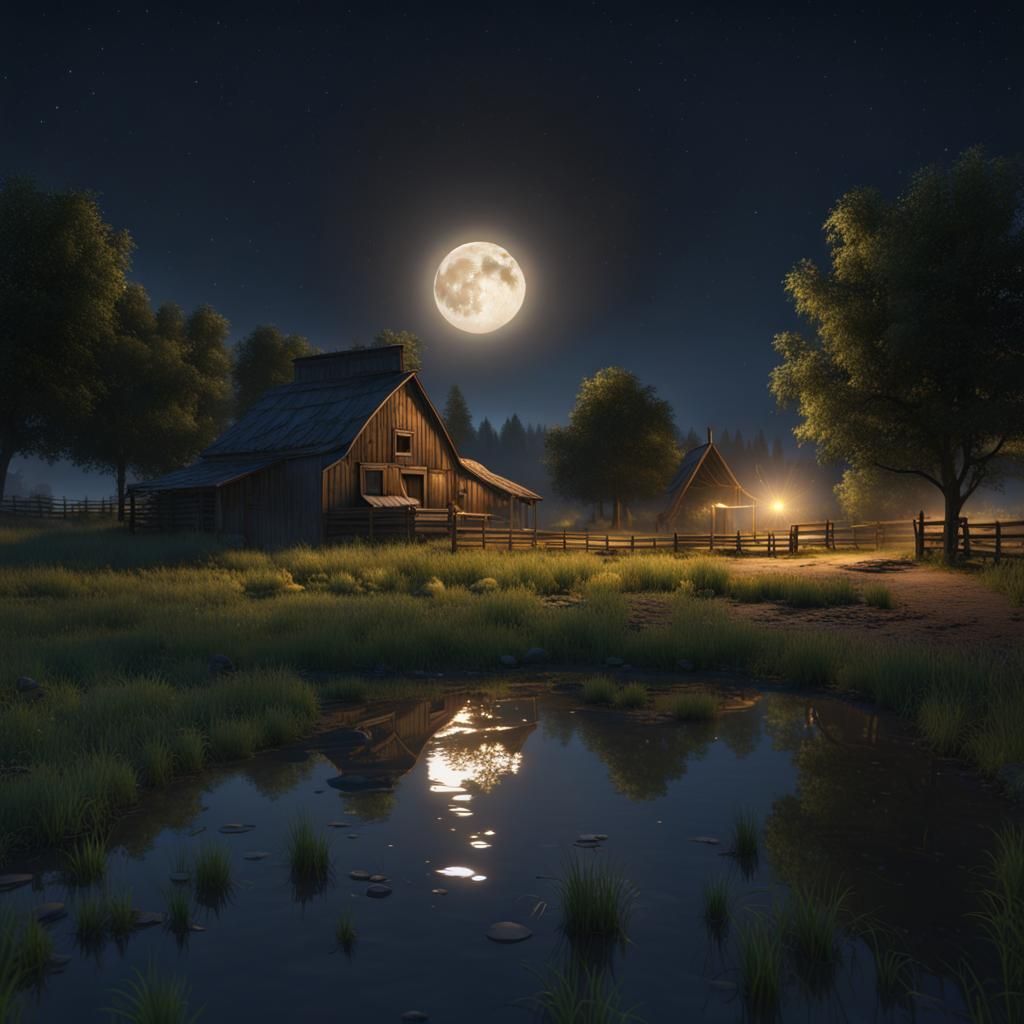 Night Farm - AI Generated Artwork - NightCafe Creator