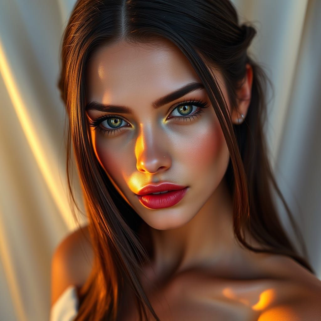 A high-resolution portrait of a beautiful woman wi... - AI Art