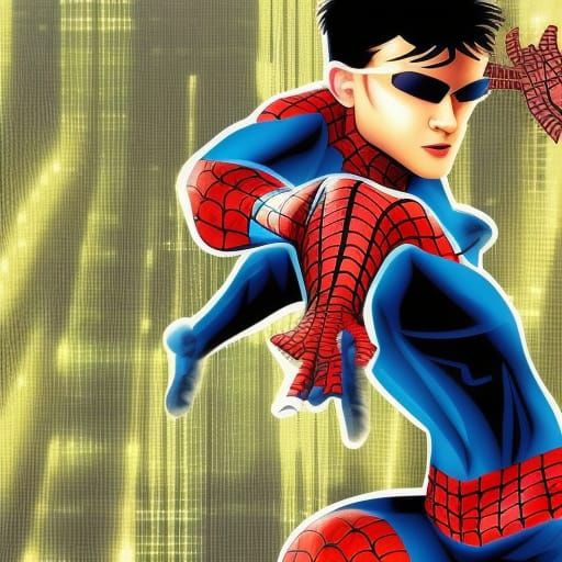 Matrix raining code, digits, spiderman - AI Generated Artwork ...