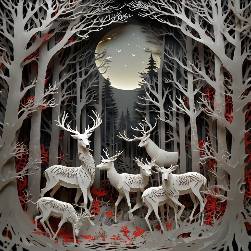 Kirigami paper-cut diorama 3D art by Nahoko Kojima Karen Bit Vejle Hina ...