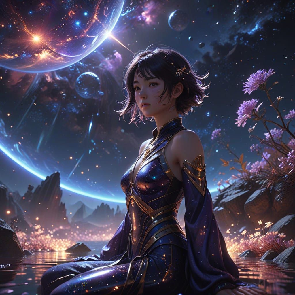 Surreal Cosmic Dreamscape in Anime Style with Mako... - AI Art