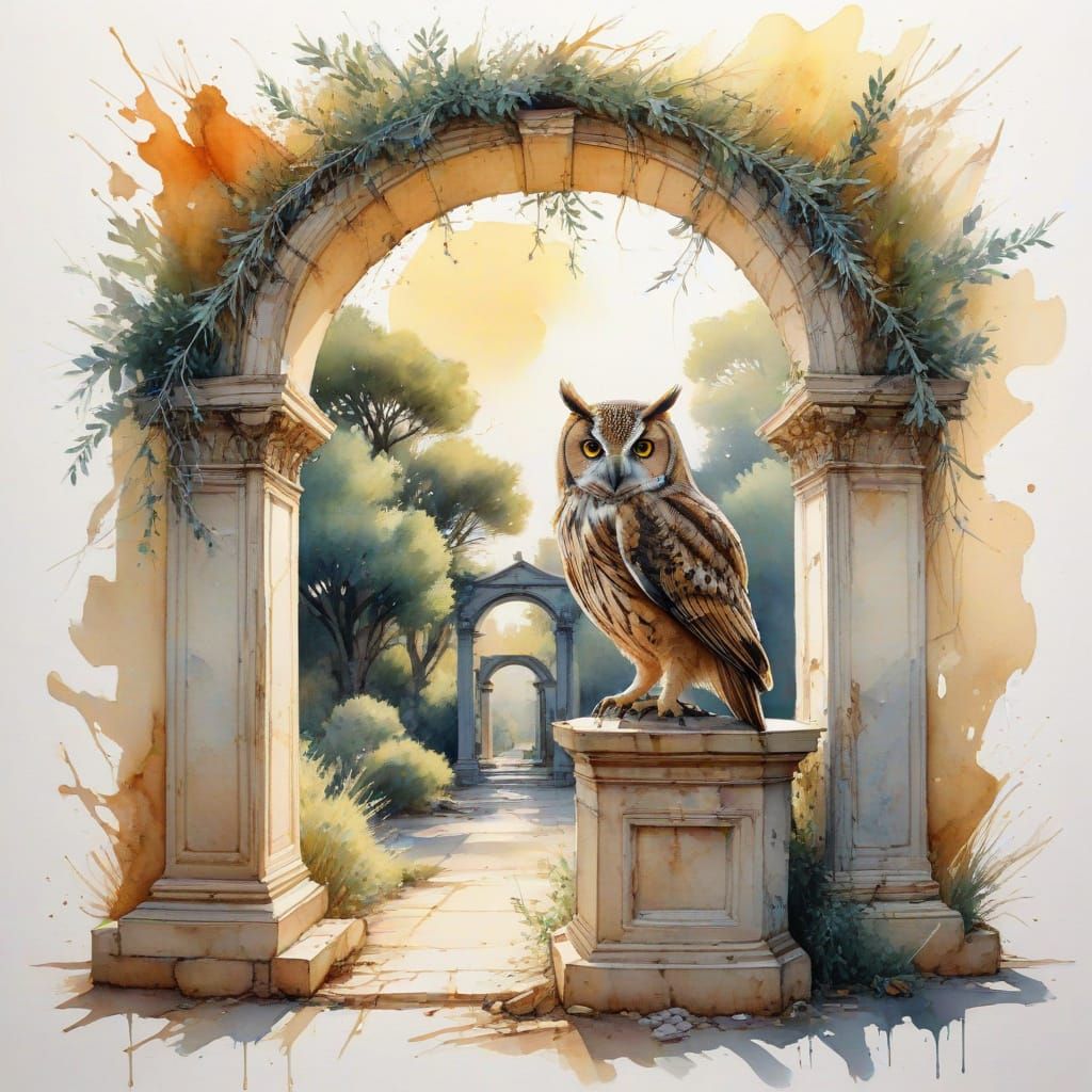 Ancient Temple Radiates Warmth in Golden Hour Land... - AI Art