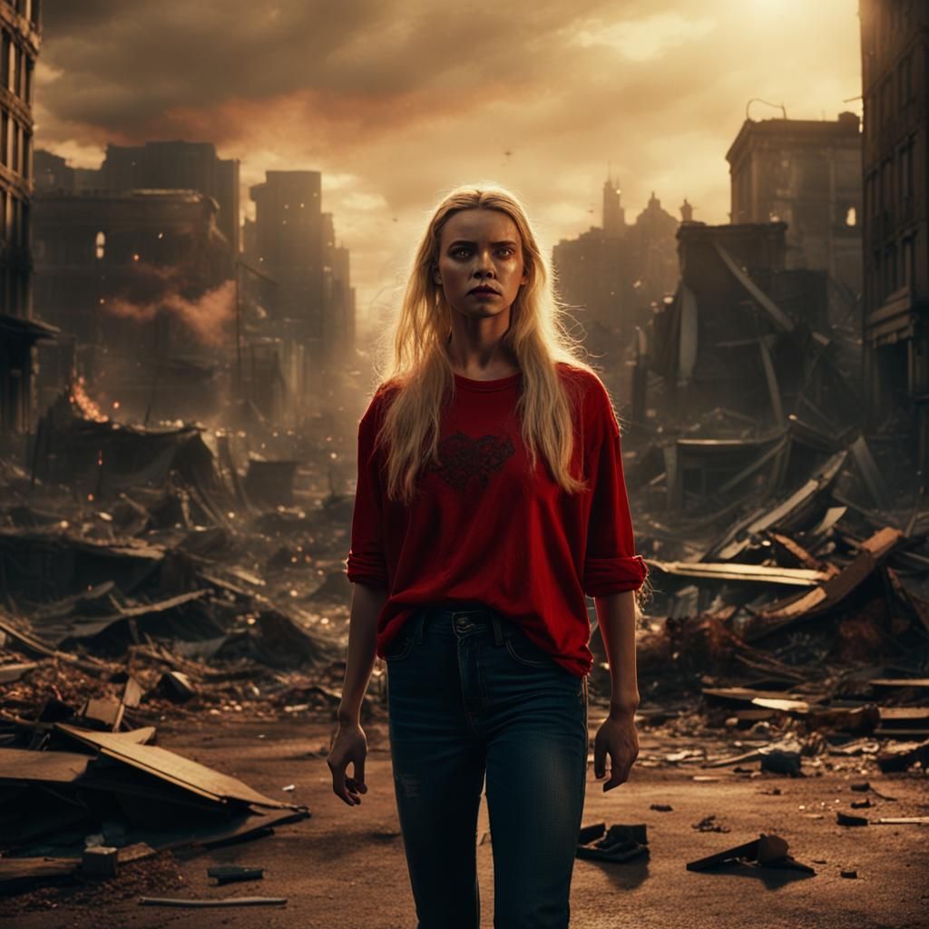 Breathtaking Blonde Witch in Dark Post-Apocalyptic... - AI Art