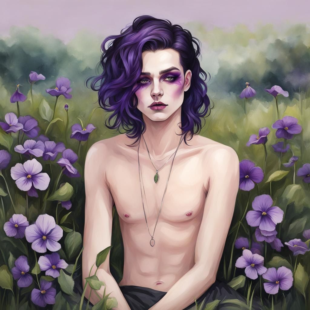 Violets boy - AI Generated Artwork - NightCafe Creator