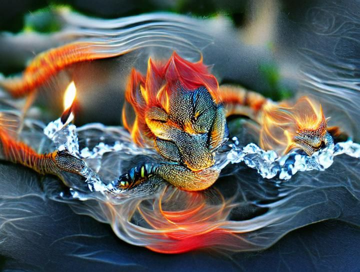 Water dragon on fire - AI Generated Artwork - NightCafe Creator