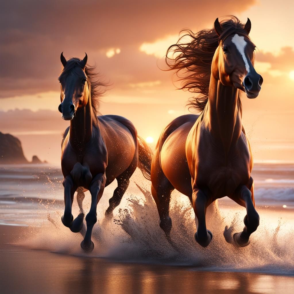 Sunset Gallop - AI Generated Artwork - NightCafe Creator