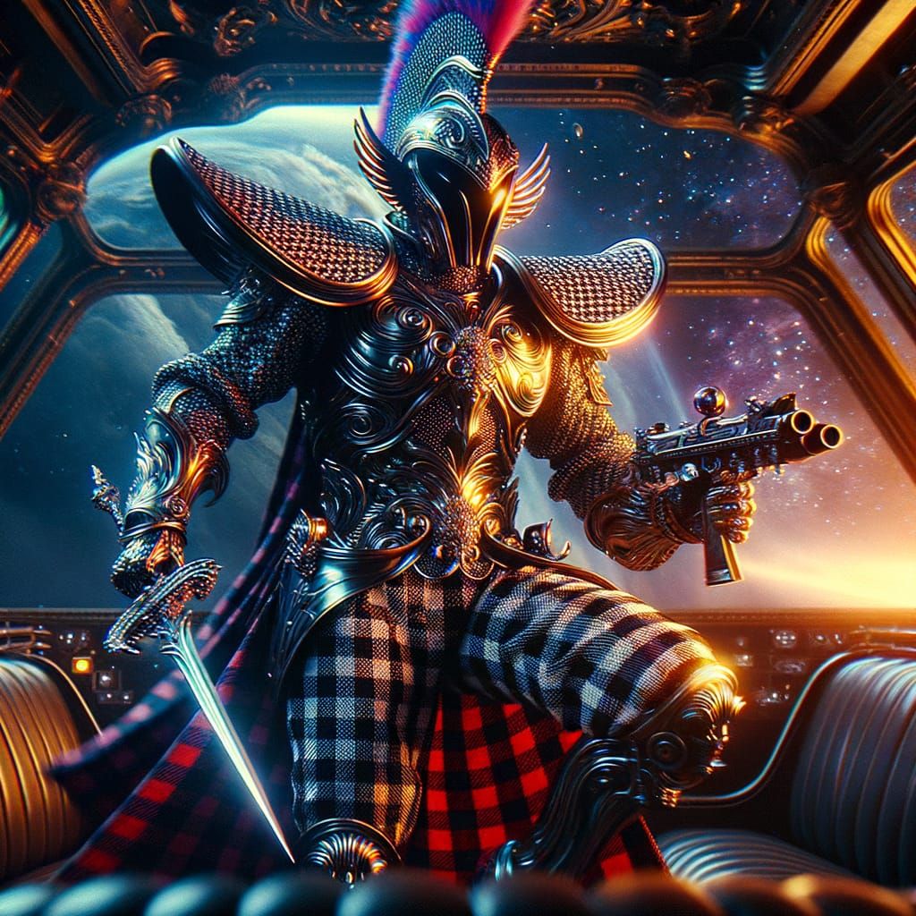 Dandy Pirate - Gingham-Wrapped Space Warrior in Cinematic Gl...