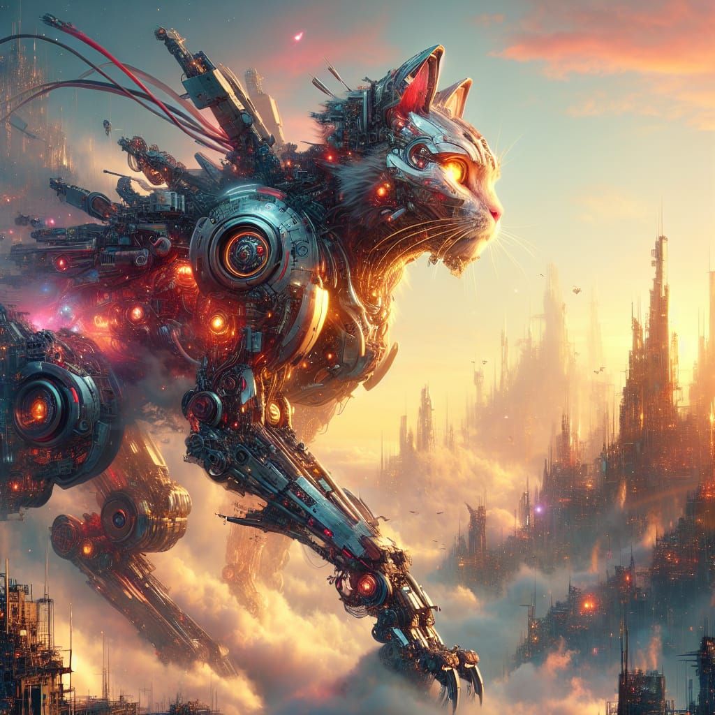 make me a cat mech - AI Generated Artwork - NightCafe Creator