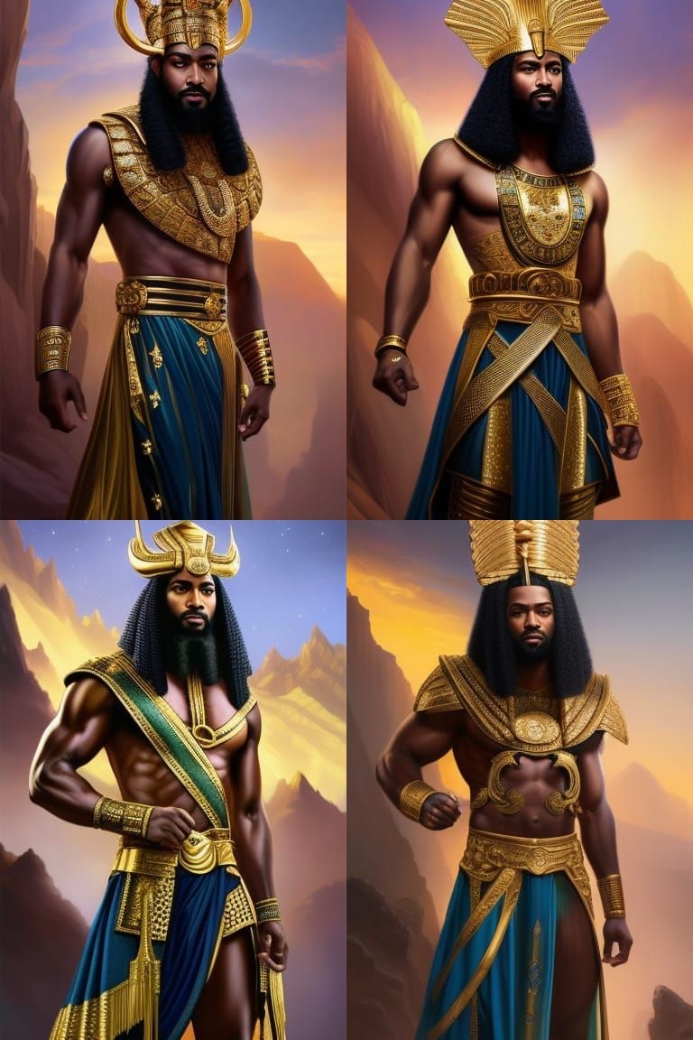 elegant HANDSOME Pharaoh Ramses, KING of Egypt, HANDSOME face, egyptian TURBAN on head, digital ...