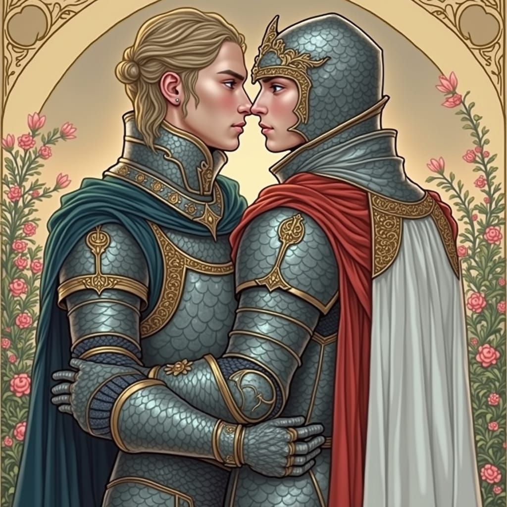 Chivalrous Knights in Resplendent Draconic Armor - AI Art