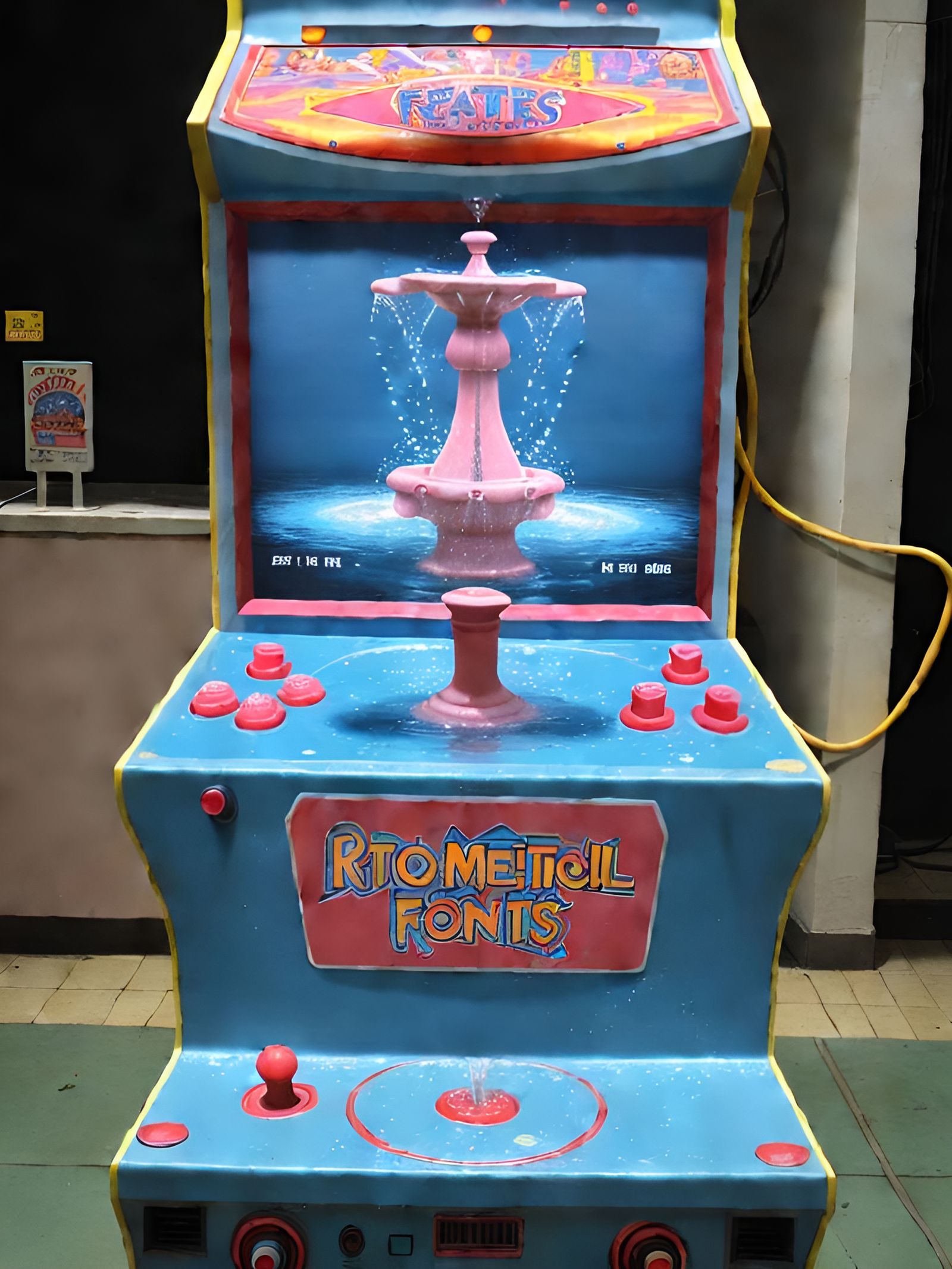 Water Fountain 80s arcade machine, realistic, Photo perfect - AI ...