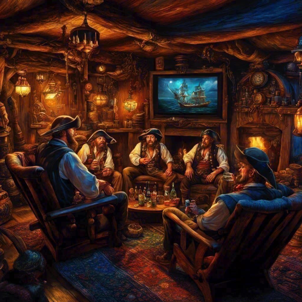 Drinking Beer, Watching Pirate Movies - AI Generated Artwork ...