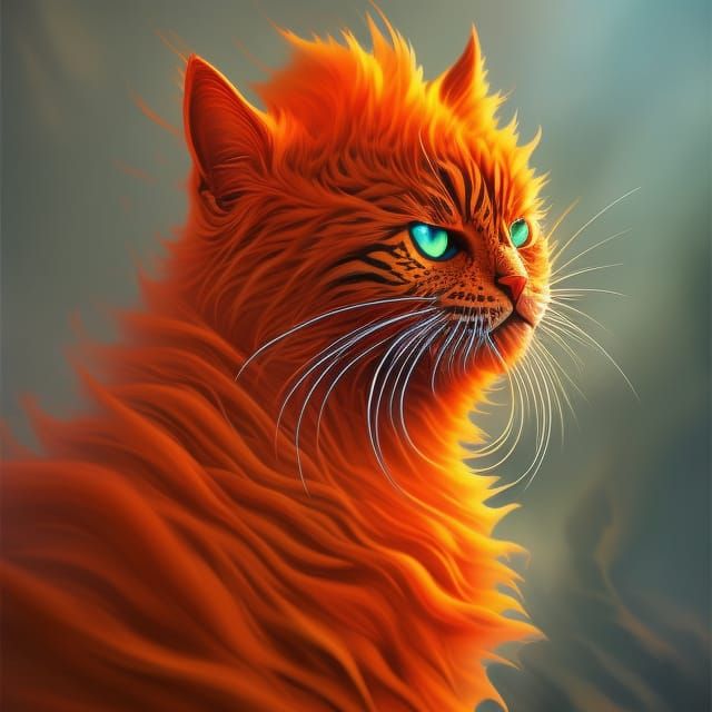 Fire cat of the Mowhawks - AI Generated Artwork - NightCafe Creator