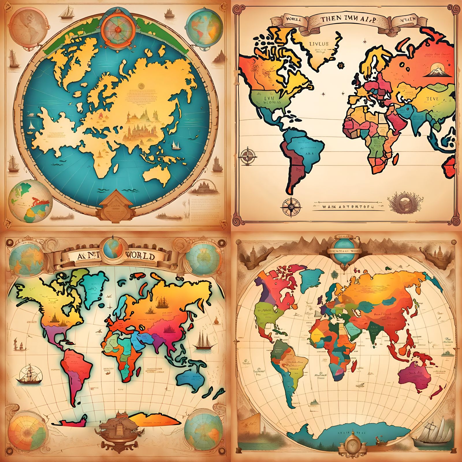 colourful ancient map of the world - AI Generated Artwork - NightCafe ...