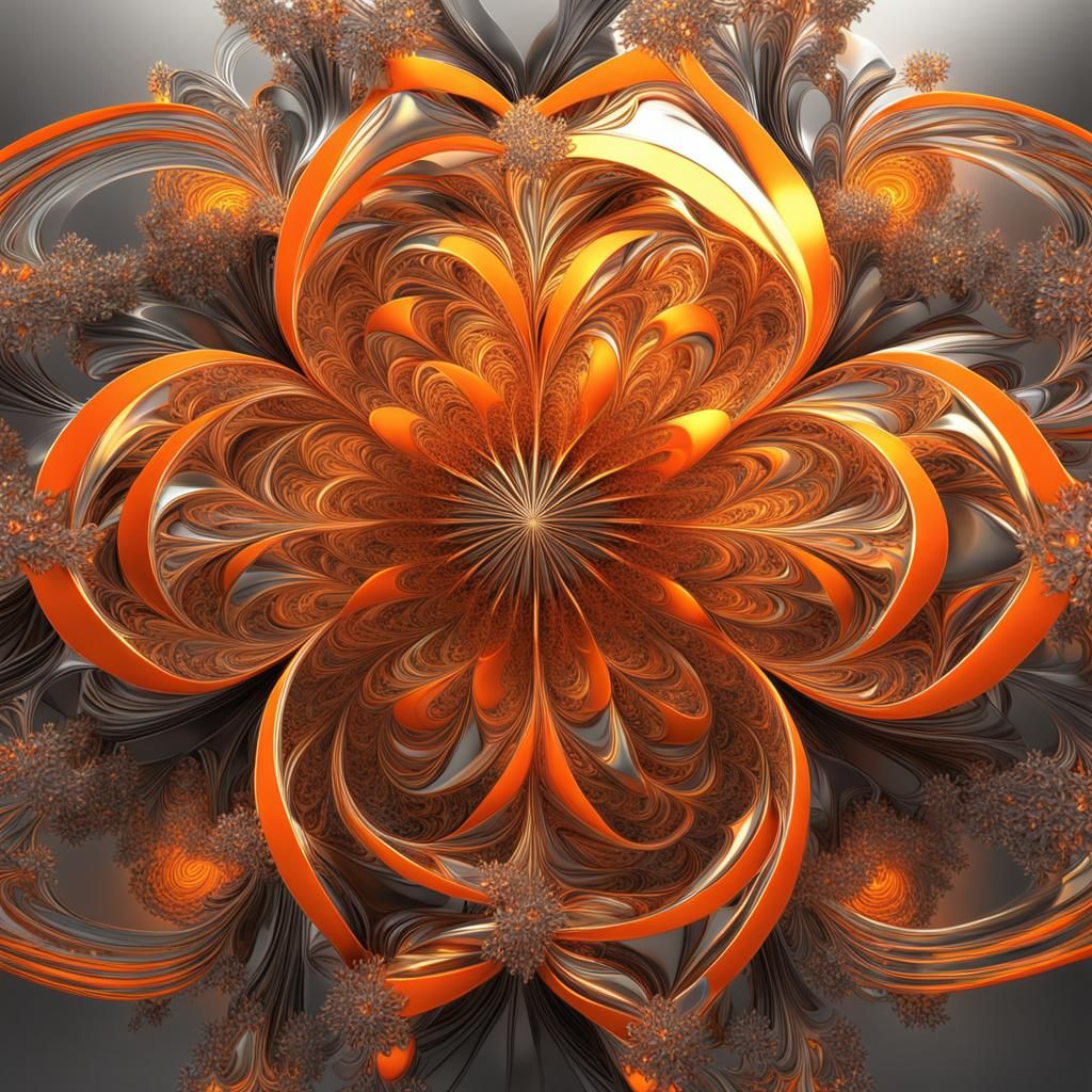 Orange Metallic Fractal - AI Generated Artwork - NightCafe Creator