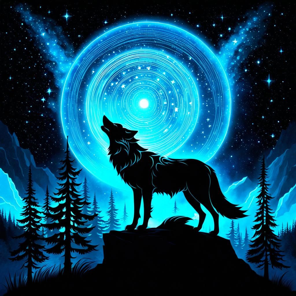 Stunning Representation of a Wise Wolf Mage :: Bioluminecent Iridecent ...