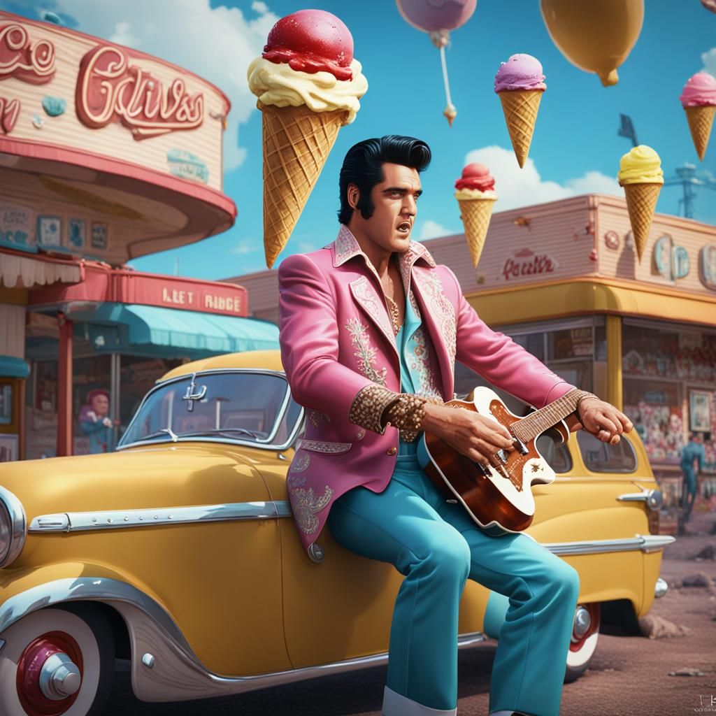 Elvis Presley as an ice cream - AI Generated Artwork - NightCafe Creator
