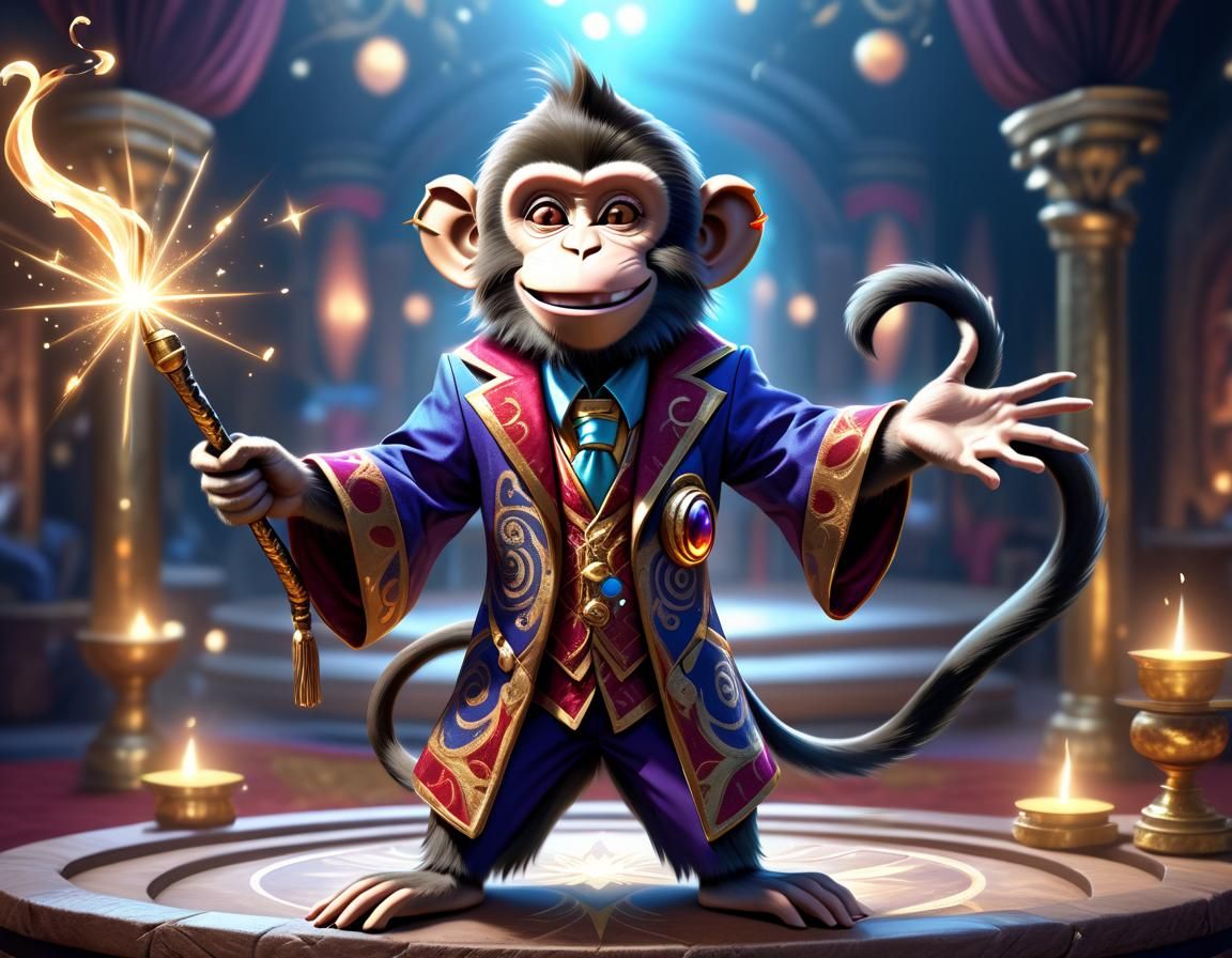 The magician monkey. - AI Generated Artwork - NightCafe Creator
