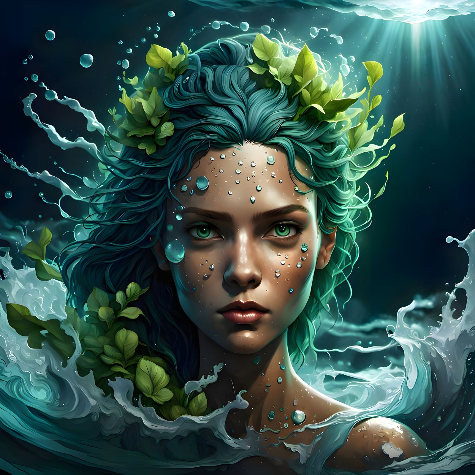 An angry Mother Earth, water, 3D, Hyper detailed DIgital Art