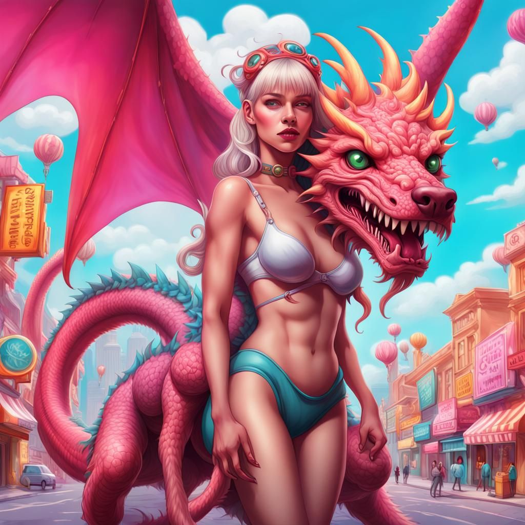 Beautiful demand women with her hybrid hellhound/dragon - AI Generated Artwork - NightCafe Creator