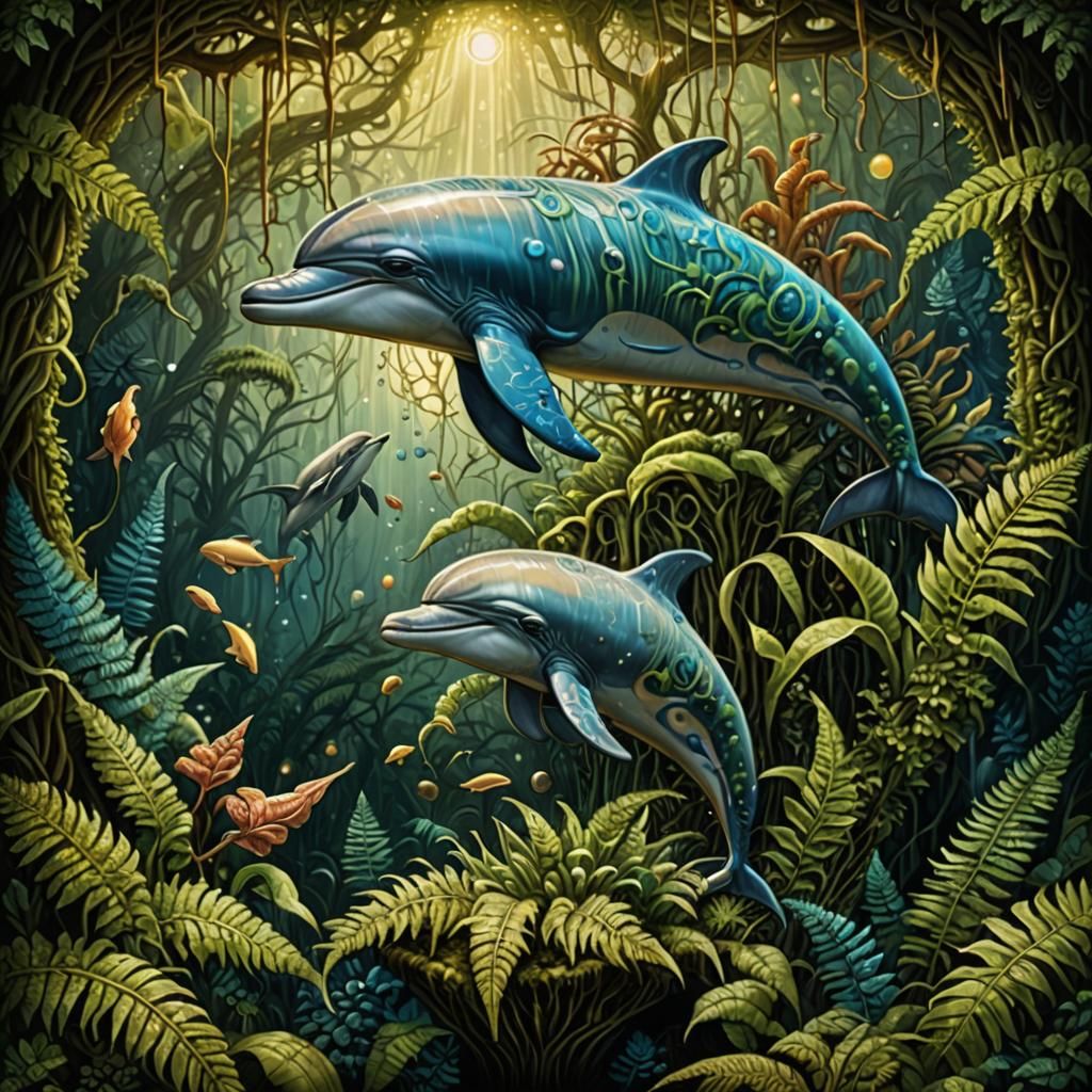 dolphins in the forest - AI Generated Artwork - NightCafe Creator