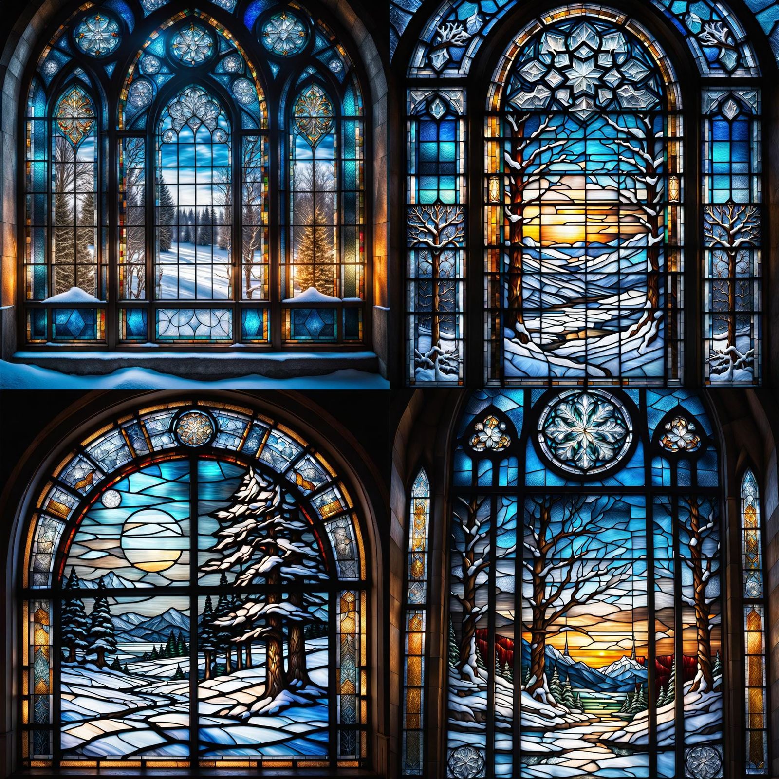 A beautiful Stained Glass Window of Winter Soltice; Ultrarealistic ...